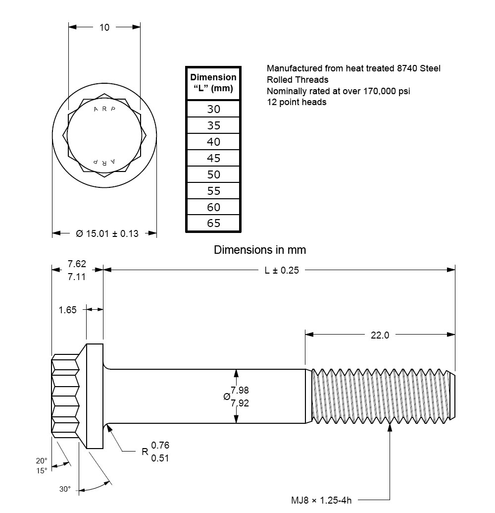 Buy ARP M8 Threaded Bolt ARPM8 BOLTS GROUP From Competition Supplies buy-arp-m8-threaded-bolt-arpm8-bolts-group-from-competition-supplies